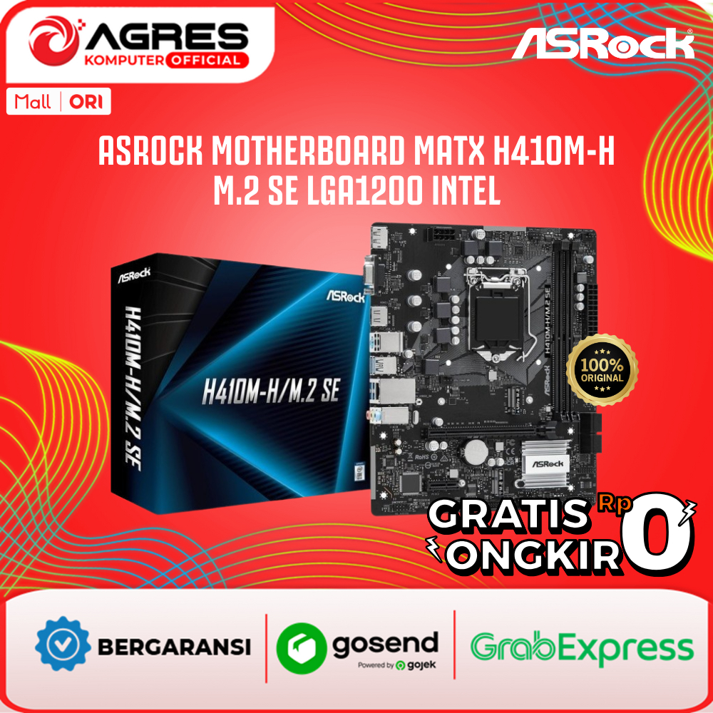 Jual ASROCK MOTHERBOARD MATX H410M-H M.2 SE LGA1200 /INTEL 3Y | Shopee Indonesia