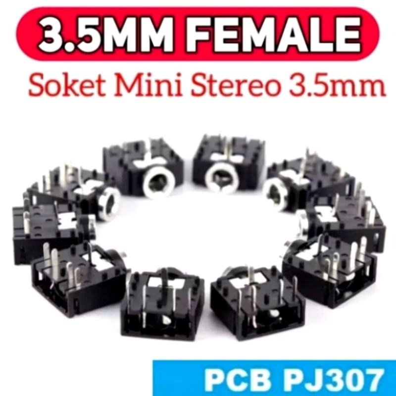 Jual Socket Jack Mini Stereo 3.5mm 5 Pin Socket Aux PJ307 | Shopee ...