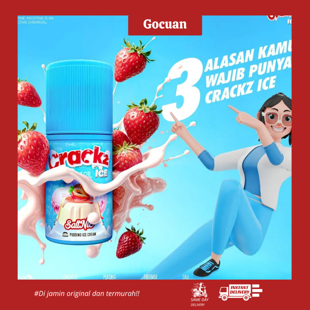 Jual LIQUID CRACKZ ICE V4 BLUE PUDDING ICE CREAM 25MG 30ML SALTNIC ...