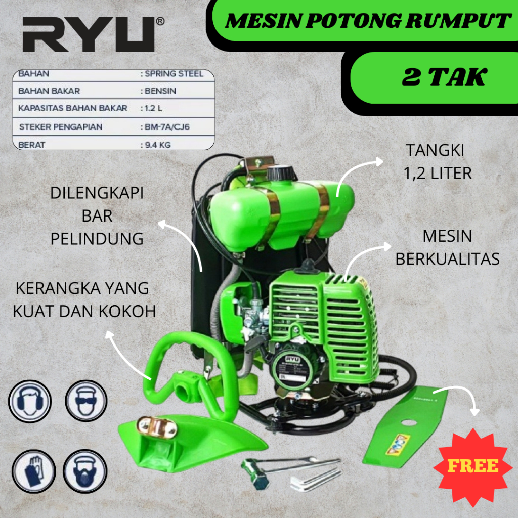 Jual Mesin Potong Rumput Gendong RYU RBC 2T - Brush Cutter 2 Tak ...