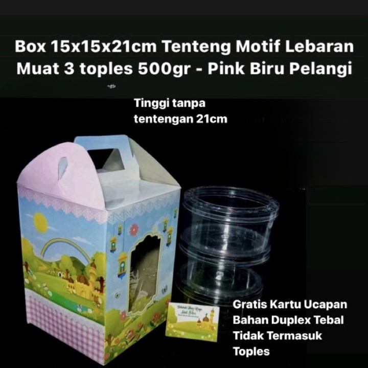 Jual Pink Biru Pelangi Kardus Hampers Kukis Lebaran 15x15x21Box ...
