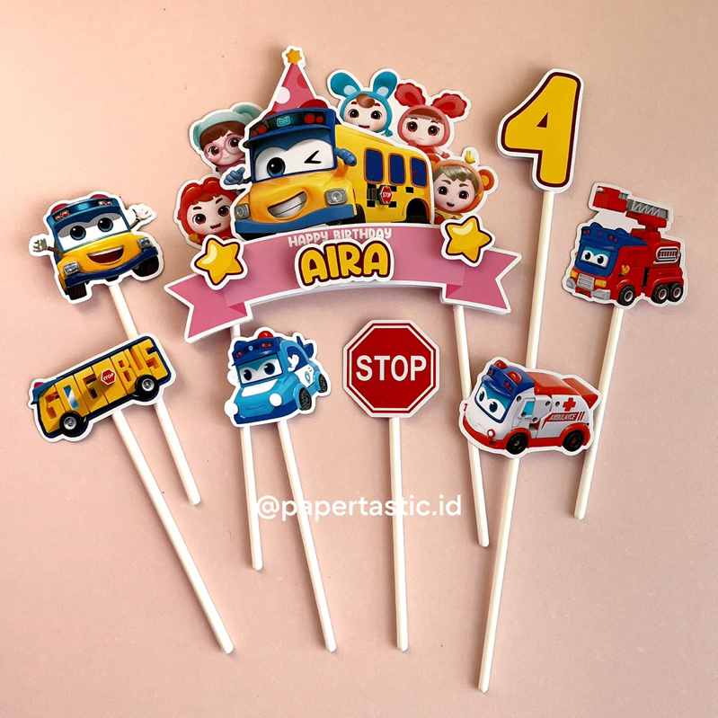 Jual Cake Topper 3D Karakter Gogobus Gogo Bus Hiasan Cake Ulang Tahun ...