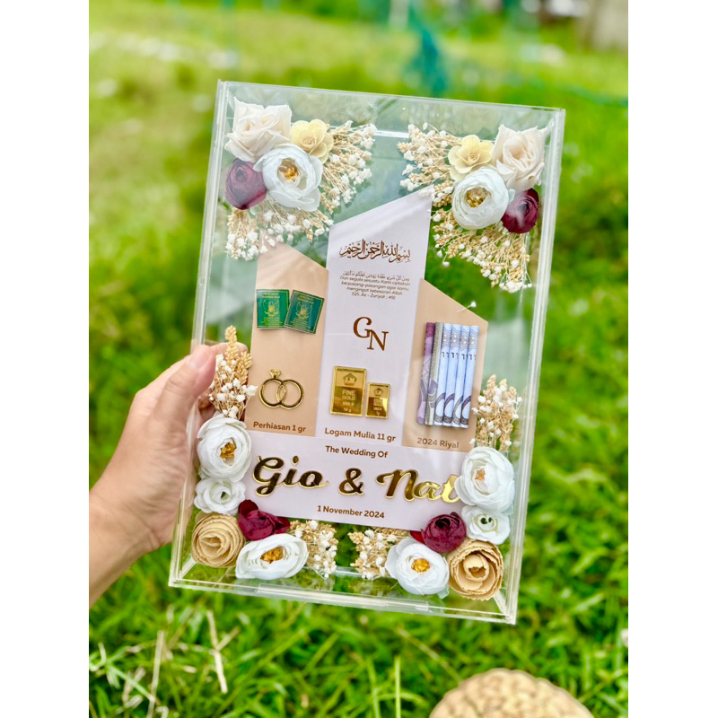 Jual Bingkai mahar pernikahan akrilik / Bingkai mahar pernikahan pillar ...