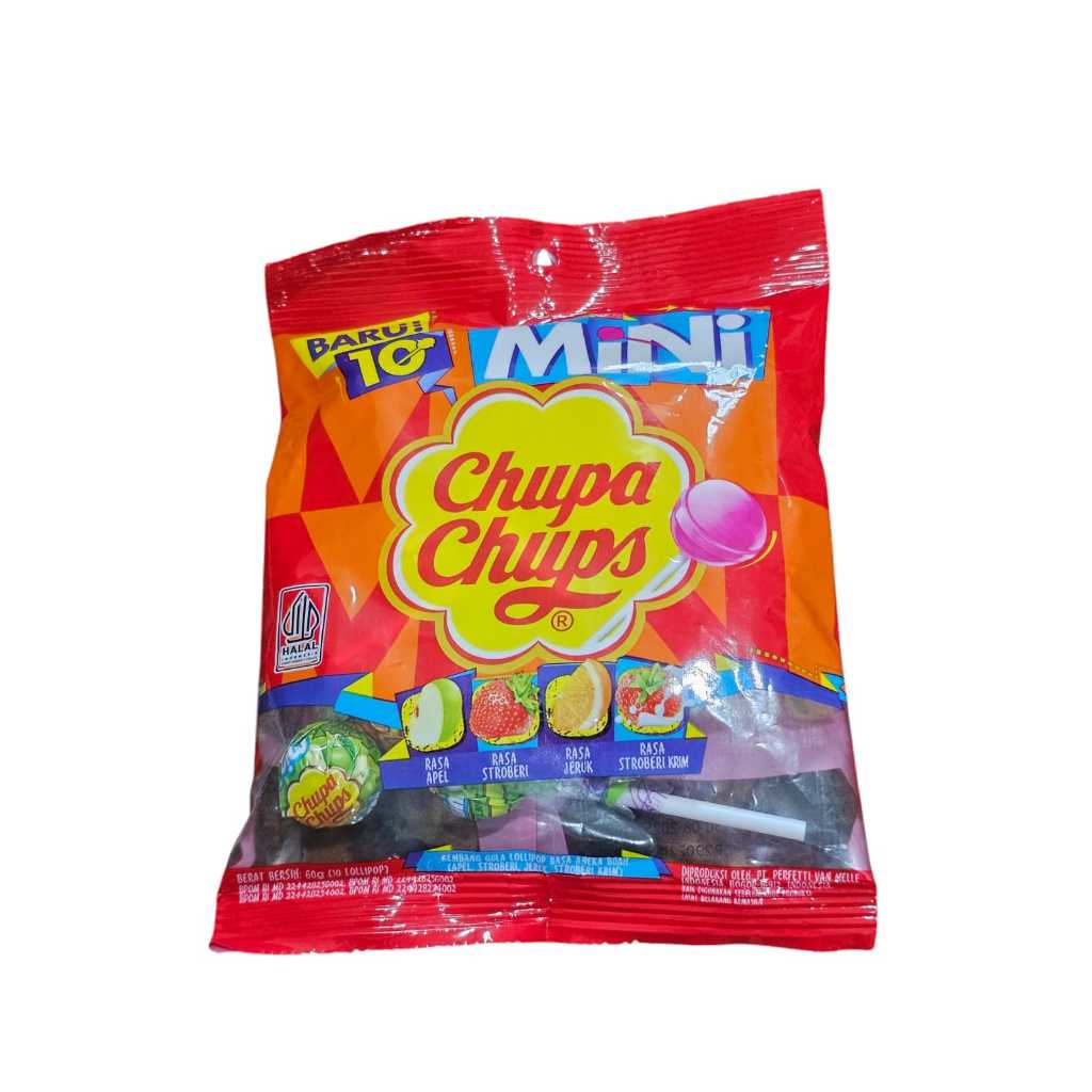 Jual Chupa Chups Mini 1pack isi 10 lolipop 60gr ( Apel Stroberi Jeruk ...