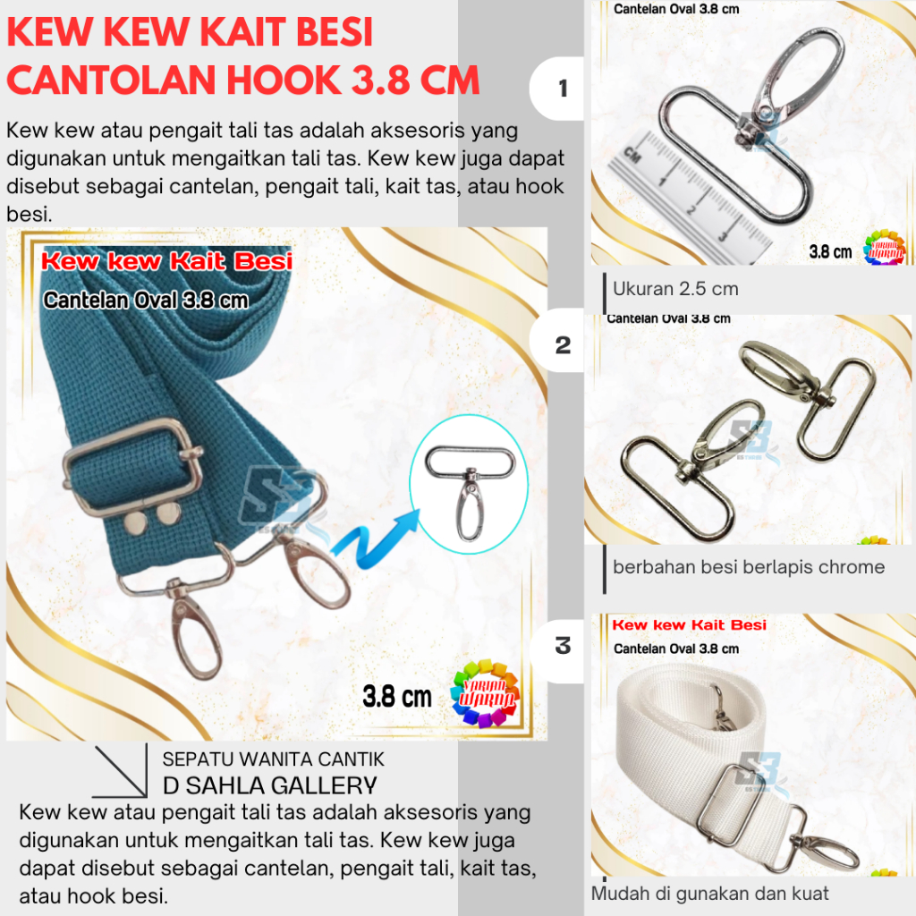 Jual Kew Kait Besi Cantolan Oval 3.8 cm Pengait Cantolan Hook Buaya ...