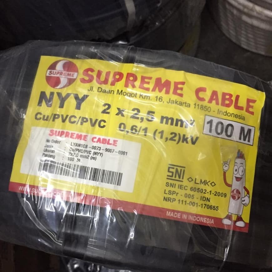 Jual Kabel NYY Supreme 2x2.5 2x2,5 Kawat Hitam @100 meter | Shopee ...