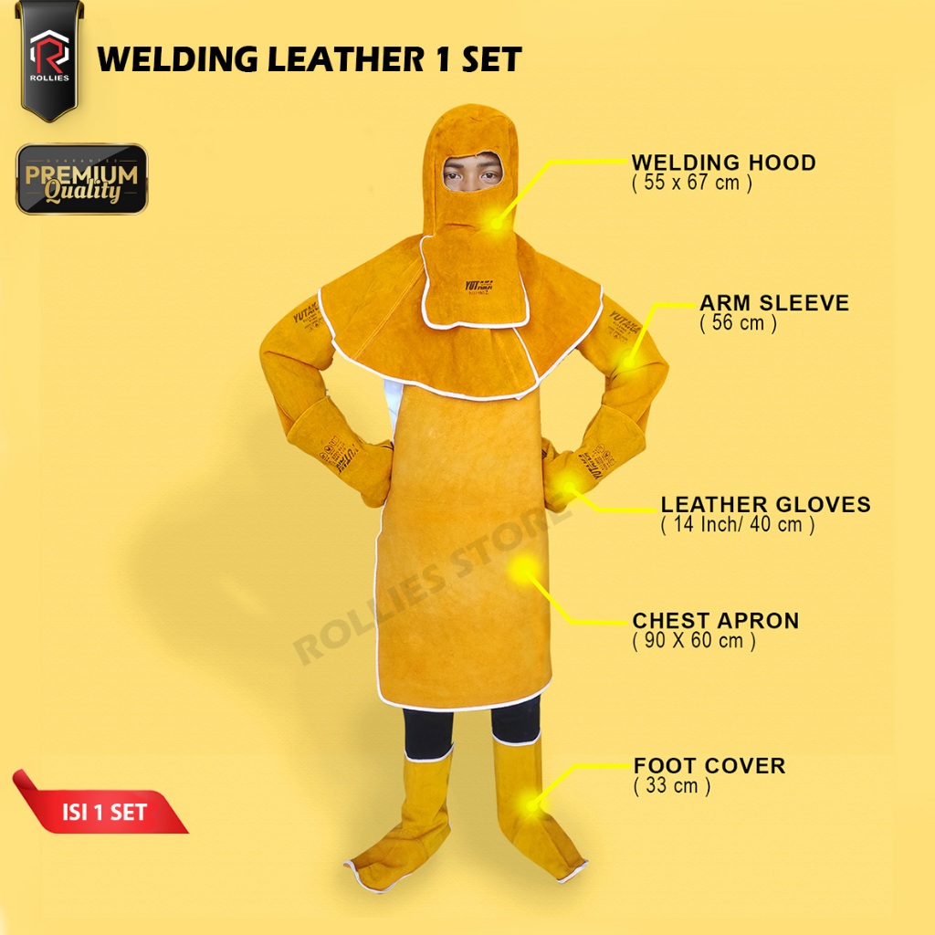 Jual Welding Leather 1 set / Apd Kulit Untuk Pengelasan isi Apron ...