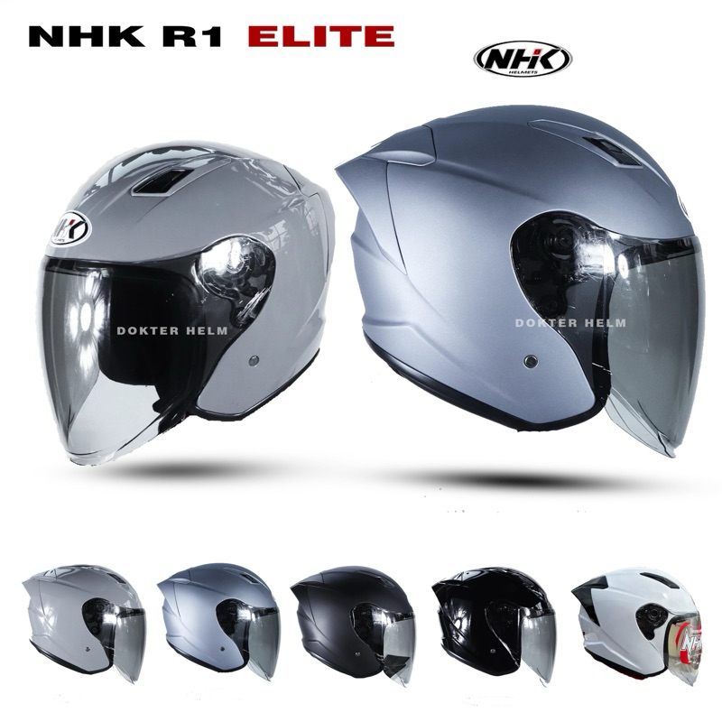 Jual HELM NHK R1 ELITE SOLID VISOR LIGHT DARK SMOKE HALF FACE ORIGINAL ...