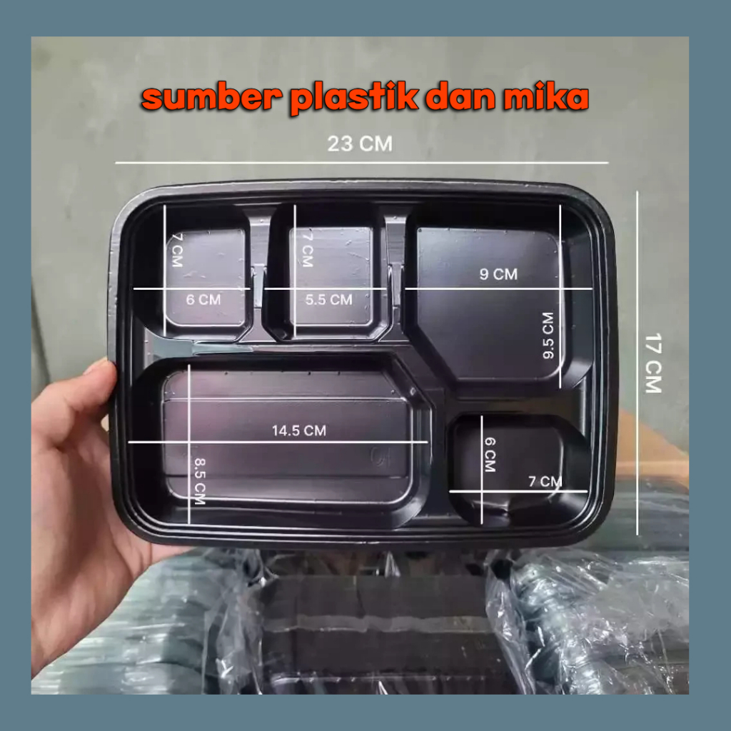 Jual [ 25pcs & 50pcs ] MIKA 235 BOX BENTO SEKAT 5 + TUTUP / TRAY BENTO ...