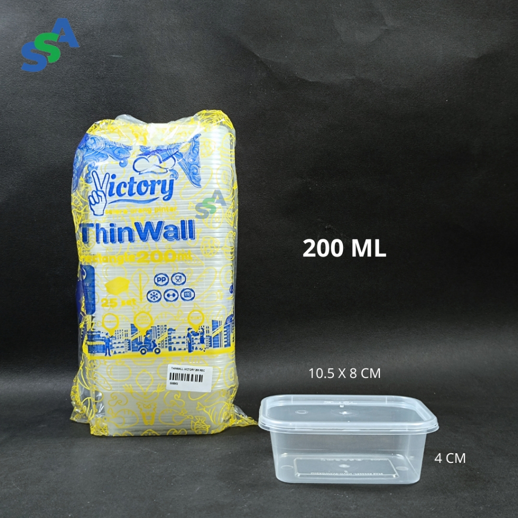 Jual THINWALL VICTORY RECTANGLE 200 ML ISI 25 / THINWALL PERSEGI PANJANG / KOTAK MAKAN PLASTIK ...