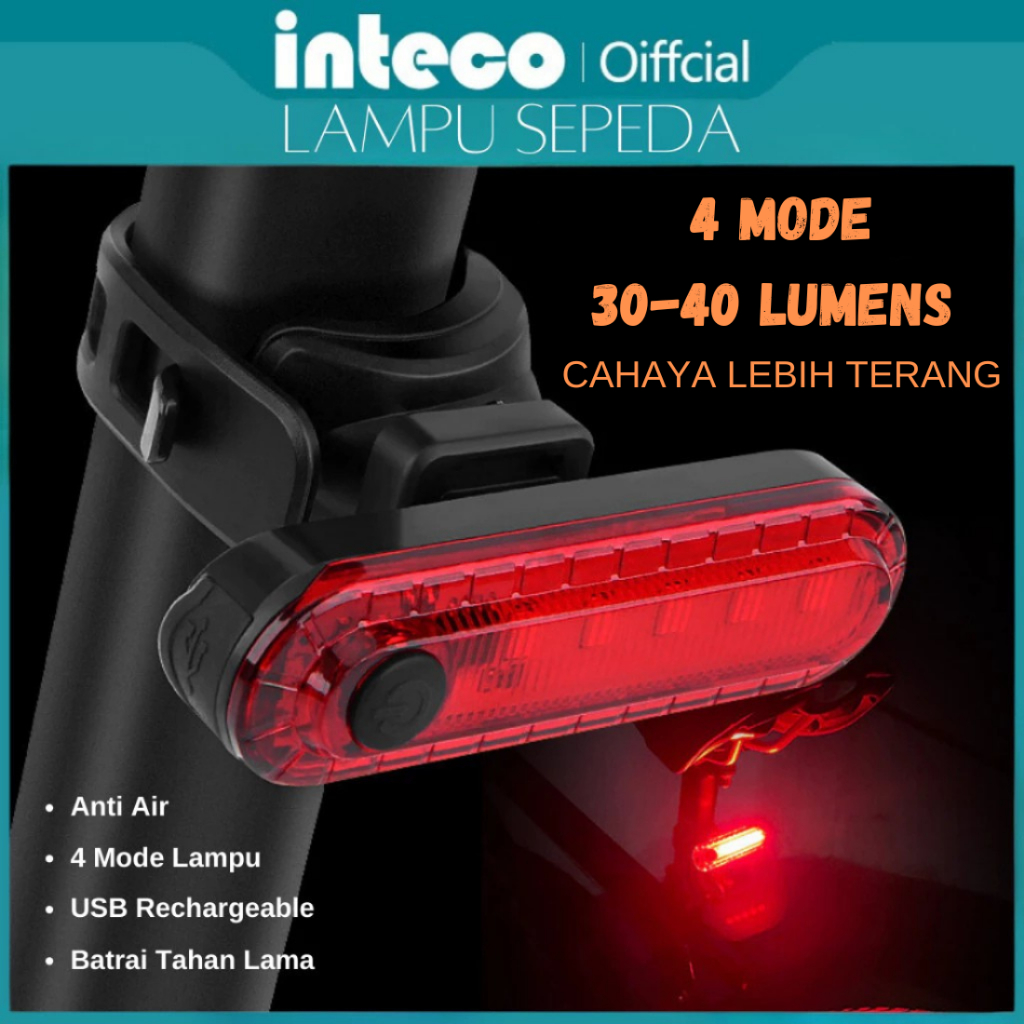 Jual Lampu Belakang Sepeda LED USB Rechargeable Anti Air Tahan Lama ...