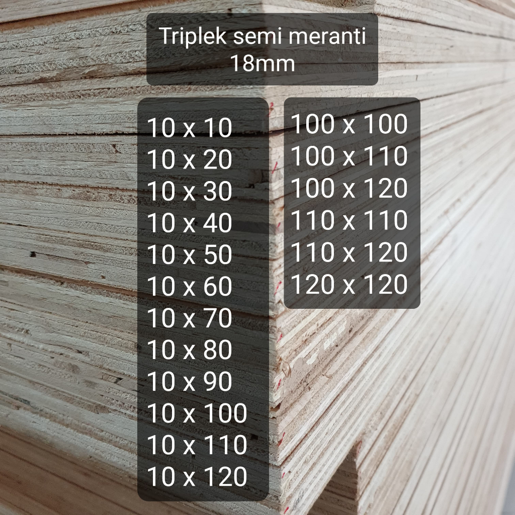 Jual Triplek custom semi meranti 18mm plywood multiplek halus 2 sisi | Shopee Indonesia