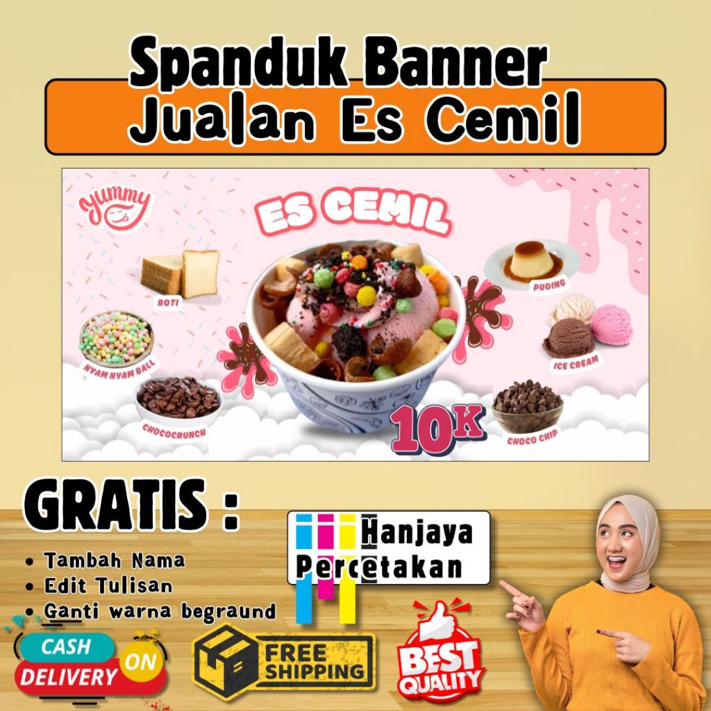 Jual PERCETAKAN - SPANDUK JUALAN ES KRIM CEMIL | BANNER JUALAN MINUMAN ...