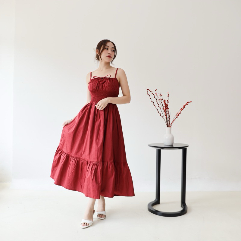 Jual GENUINE Noelle Dress / Terusan Katun Wanita / Dress Pesta Midi / Dress Tali Simple | Shopee ...