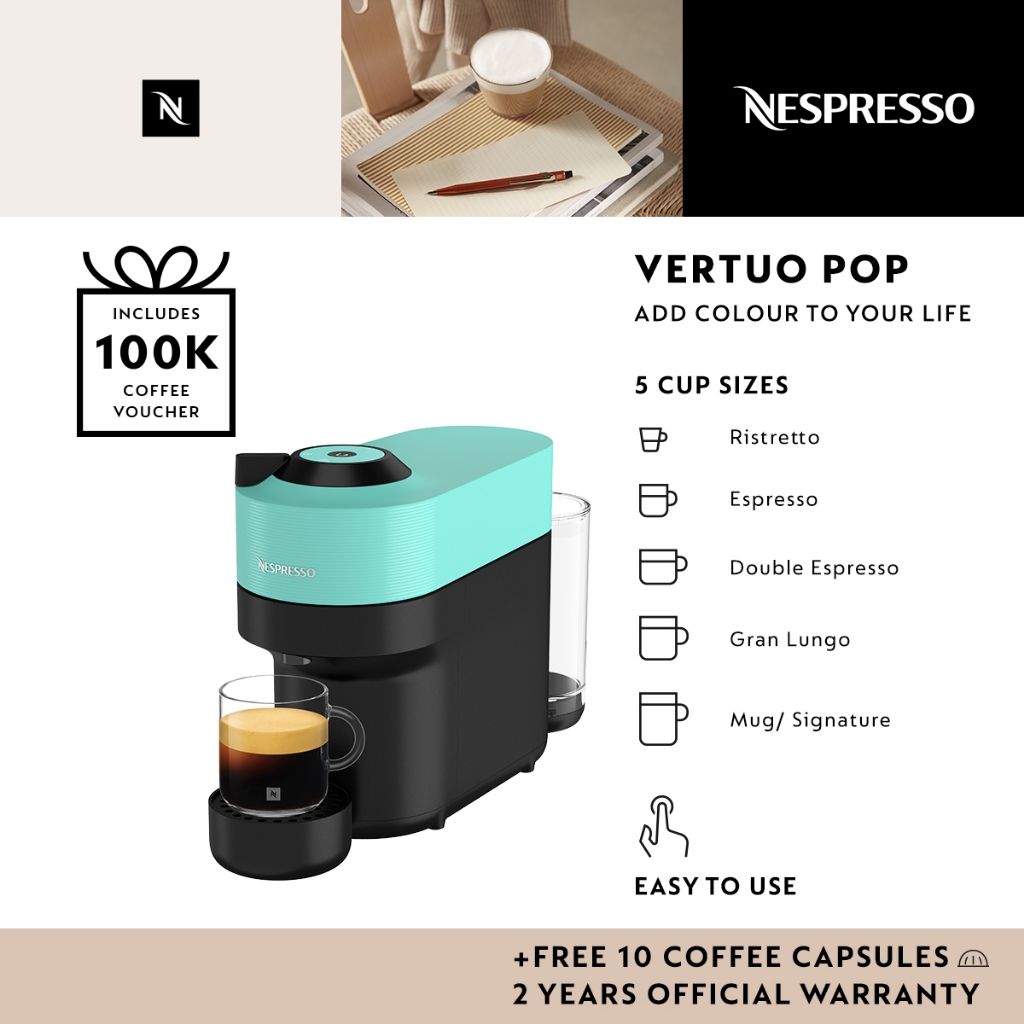 Jual Nespresso Vertuo Pop Coffee Machine, Mint Aqua (Mesin Kopi ...
