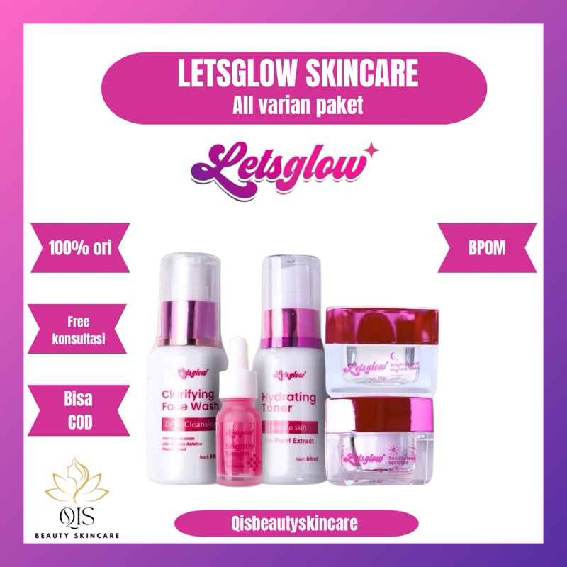 Jual ( BISA COD ) LETSGLOW SKINCARE PAKET LENGKAP FREE SHEETMASK | Shopee Indonesia