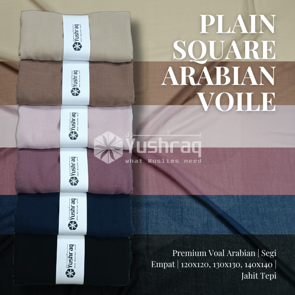 Jual Yushraq - Hijab Arabian Voal Premium Segi Empat Polos Square Jahit Tepi | Shopee Indonesia
