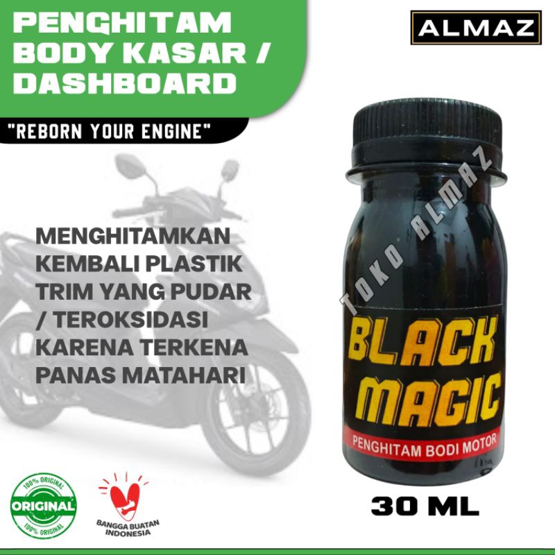 Jual Black Magic Penghitam Body kasar motor atau dashboard 30 ML Back ...