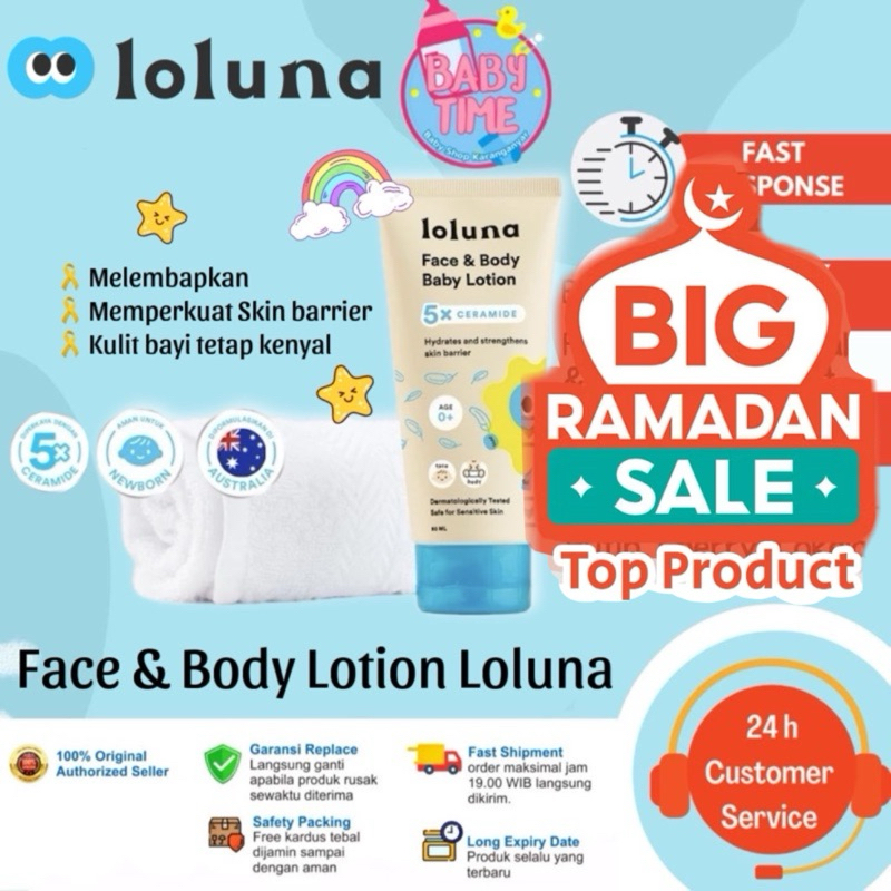 Jual Loluna Face & Body Baby Lotion 80ml | 5x Ceramide - Lotion Muka ...
