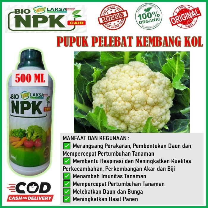 Jual (PUPUK ORGANIK TERBAIK) Bio NPK Laksa Grow Pelebat Kembang Kol - Pupuk Npk Cair Merangsang ...