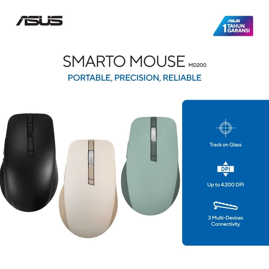 Jual Mouse Wireless Asus SmartO MD200 Silent Plus | Shopee Indonesia