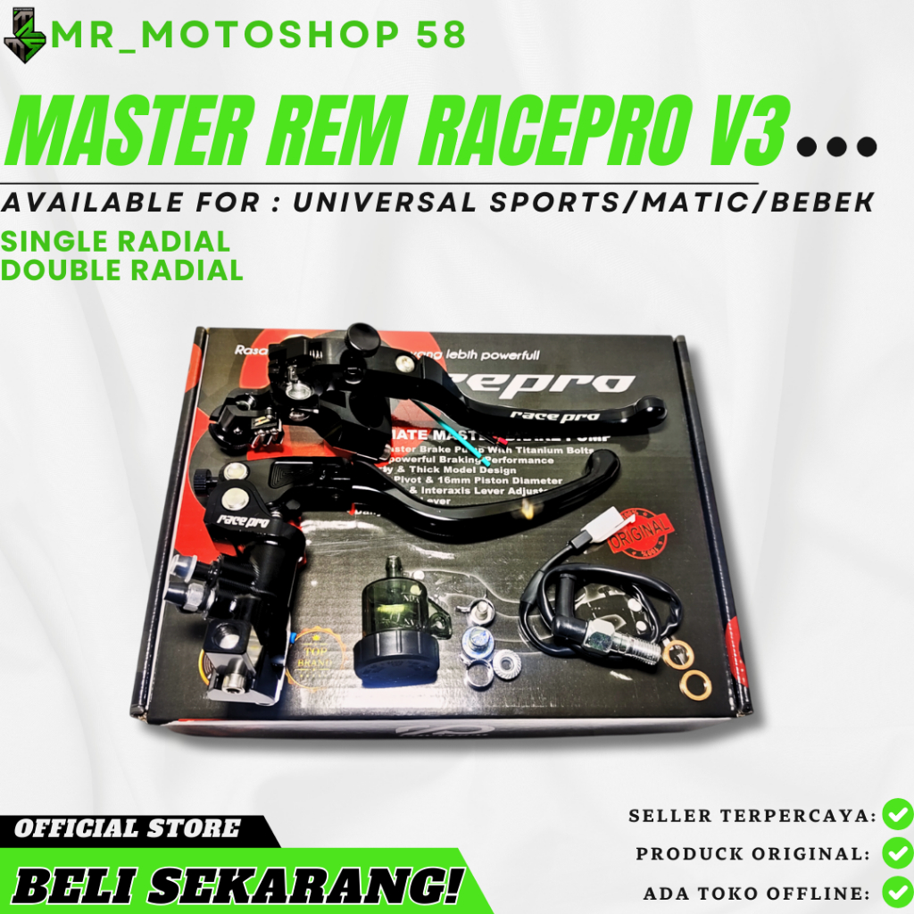 Jual RACEPRO MASTER BRAKE PUMP SINGLE RADIAL MASTER REM RACE PRO R15V3 ...