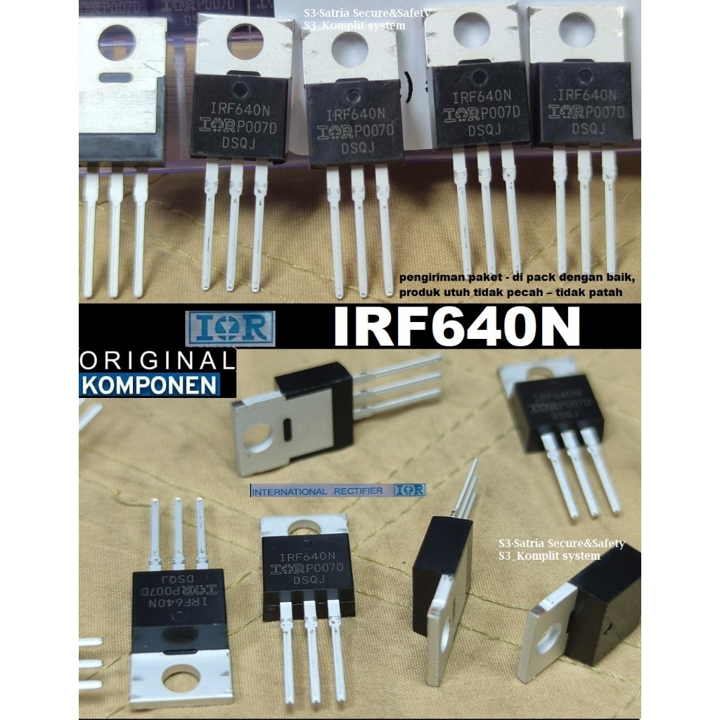 Jual IRF640N Mosfet IRF 640N bagus IOR asli ior transistor IRF640 N IRF 640 N Ori original ...
