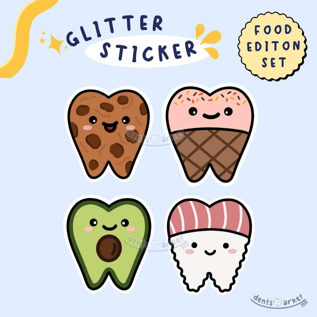 Jual [MIN 2PCS] Die Cut Vinyl Glitter Sticker Dentistry Food Edition ...