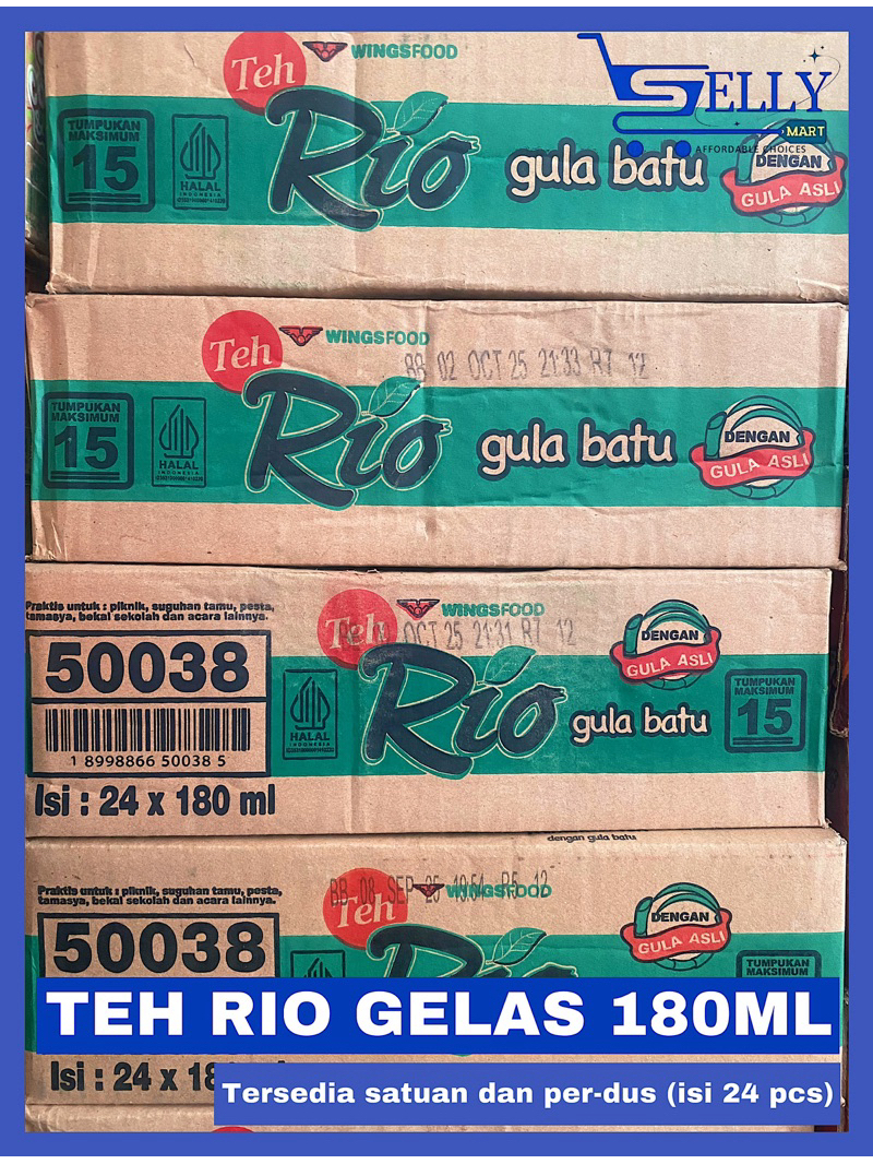 Jual TEH RIO KEMASAN GELAS 180ML ISI 24 PCS (SATUAN DAN DUS) | Shopee ...