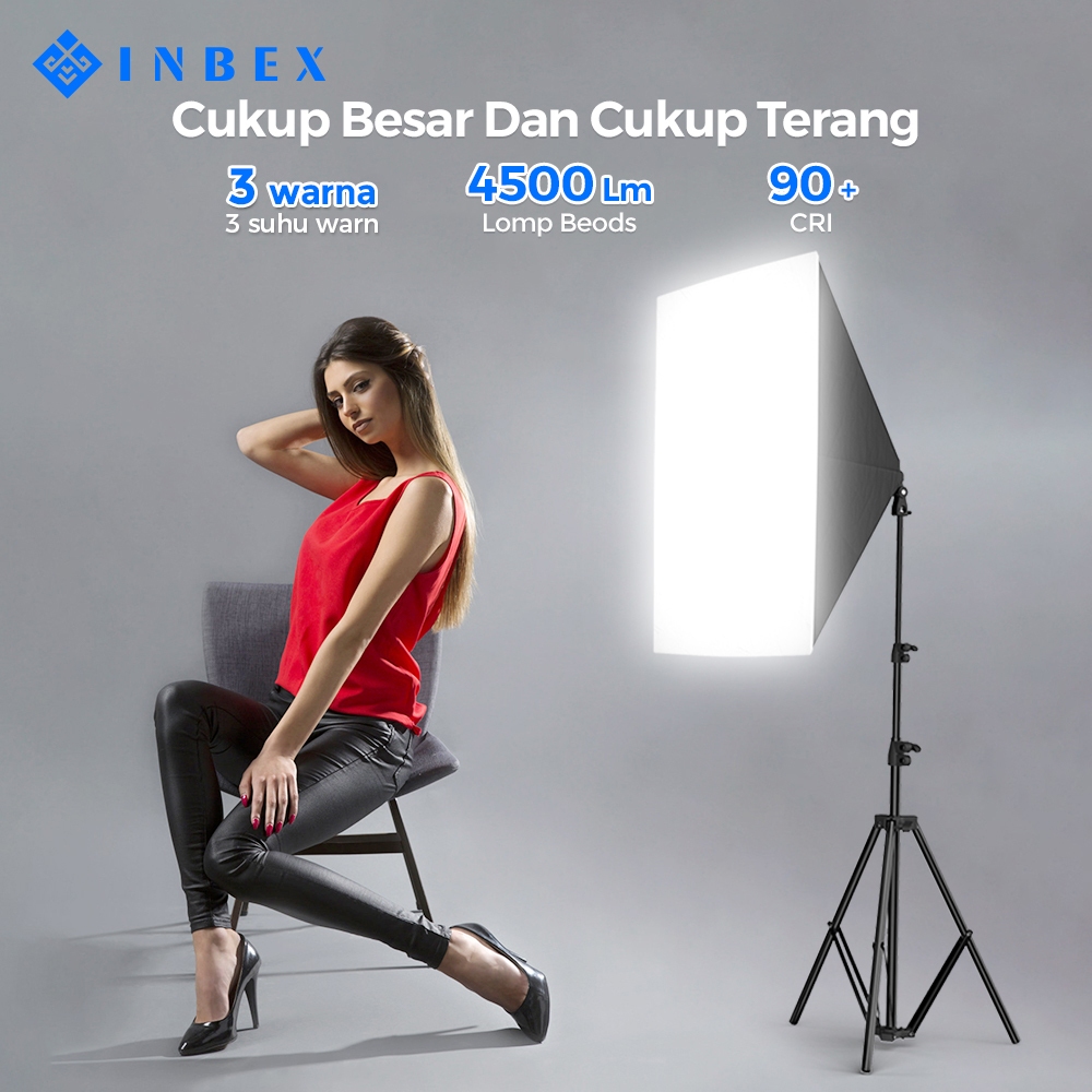 Jual INBEX Paket Softbox 50x70cm Photo Studio Set Light Bulbs Lamp ...