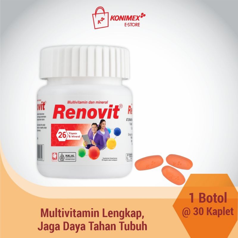 Jual Renovit Multivitamin dan Mineral botol isi 30 | Shopee Indonesia