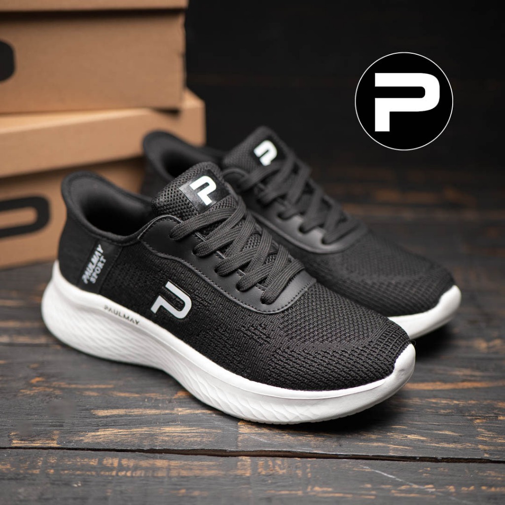 Jual PAULMAY - Sepatu Sneakers Running Pria Go Run Black White | Shopee ...