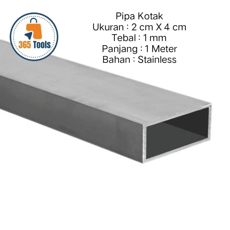 Jual Pipa Holo Kotak 20 mm X 40 mm Stainless Steel / Pipa Holo 2 cm X 4 ...