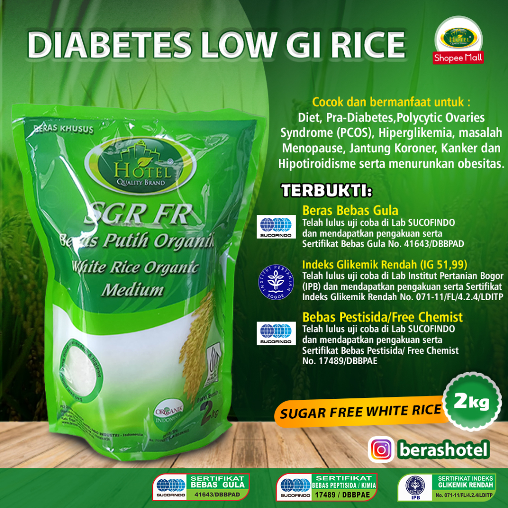 Jual Beras Diabetes Organik 2 kg-BERAS DIABETES LOW GI White Rice-Beras ...