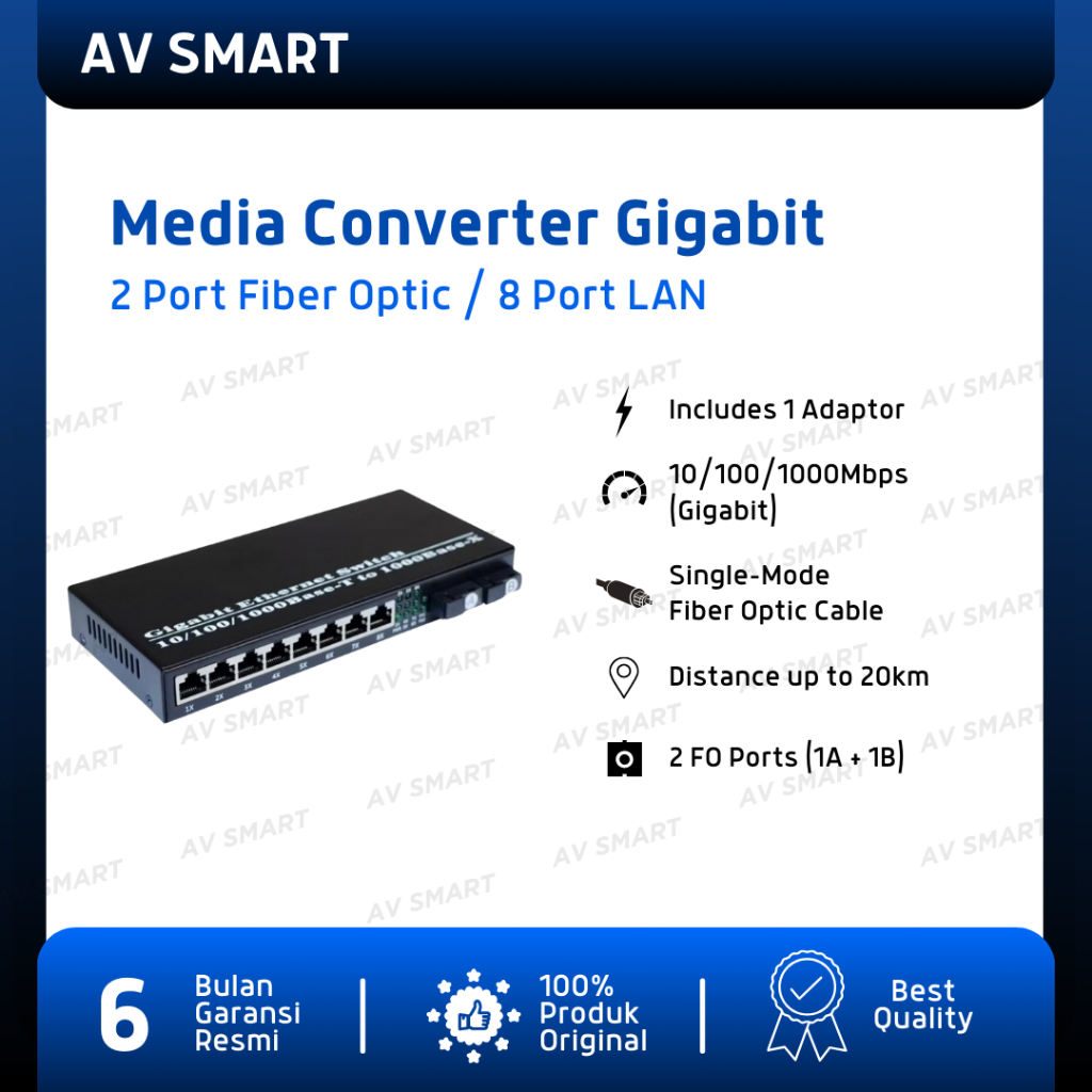 Jual Netlink Media Converter 2 FO to 8 LAN Gigabit / 2 Fiber Optic 8 Ethernet 1000Mbps Switch ...