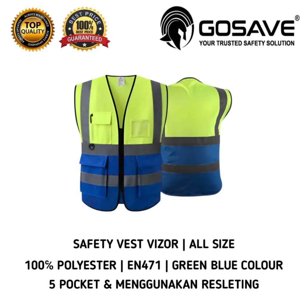 Jual Safety Vest Proyek Polyester Rompi proyek 5 kantung vizor gosave ...
