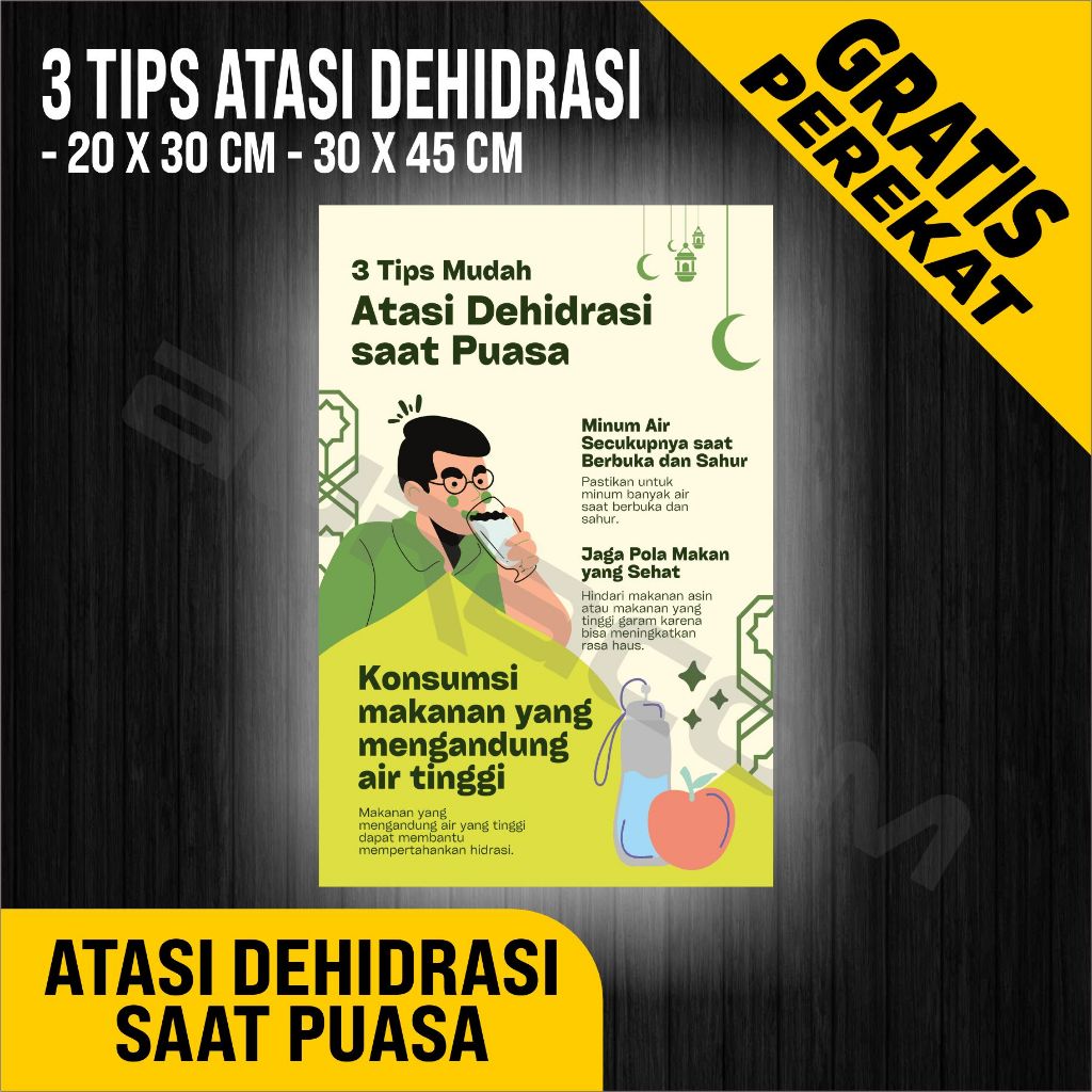 Jual PAPAN AKRILIK dan STIKER, POSTER ATASI DEHIDRASI SAAT PUASA ...