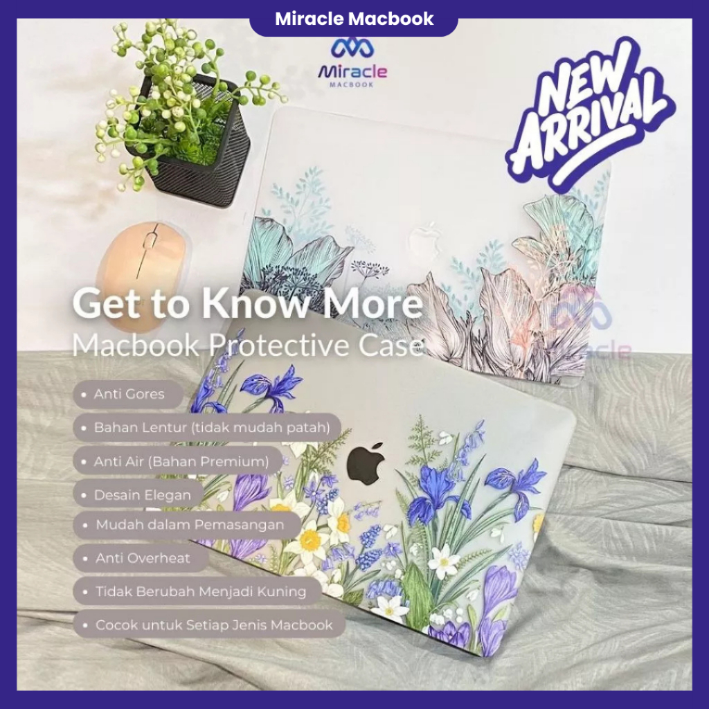 Jual CASE MACBOOK CLEAR FLOWER EDITION NEW AIR PRO RETINA M1 M2 M3 M4 ...