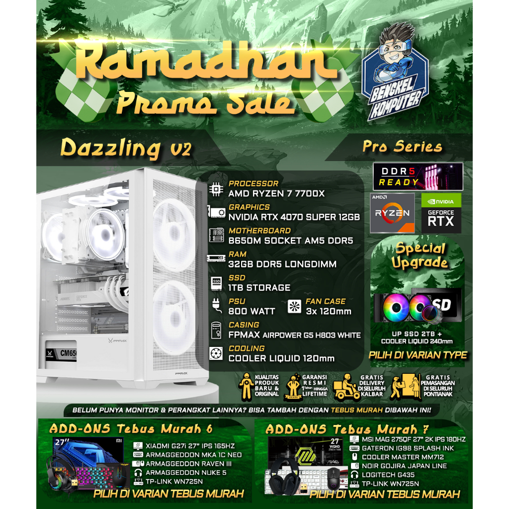 Jual PROMO RAMADHAN - PC DAZZLING V2 | RYZEN 7 7700X - NVIDIA RTX 4070 ...