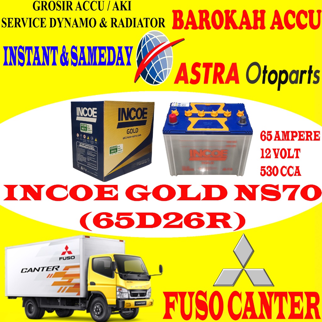 Jual AKI MOBIL MITSUBISHI FUSO CANTER INCOE GOLD NS70 / 65D26R , 65 AH ASTRA OTOPARTS | Shopee ...