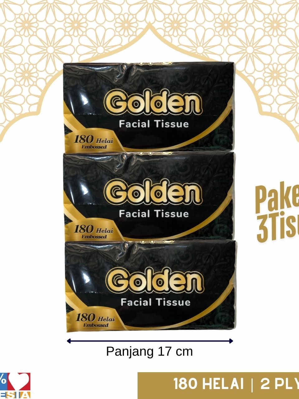 Jual 3 PACK TISU GOLDEN 180 Tisu Wajah Lembut Panjang | Shopee Indonesia