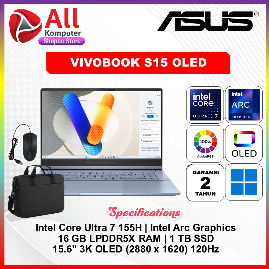 Jual ASUS Vivobook S15 OLED Ultra 7-155H 16GB 1TB Win11 | Laptop 15.6 ...