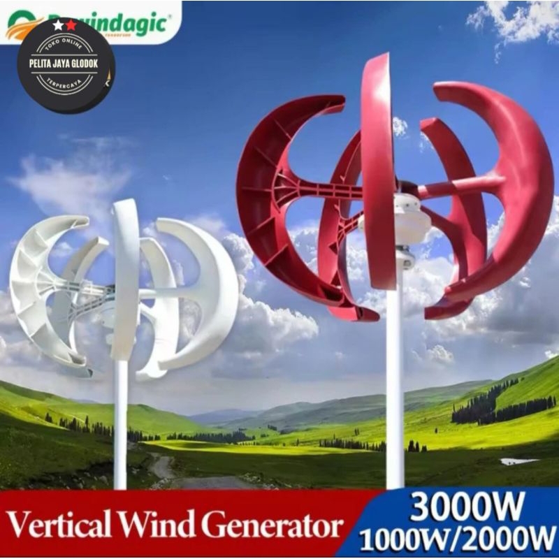 Jual Wind Turbine Generator 1000W - 48V Vertikal | Shopee Indonesia