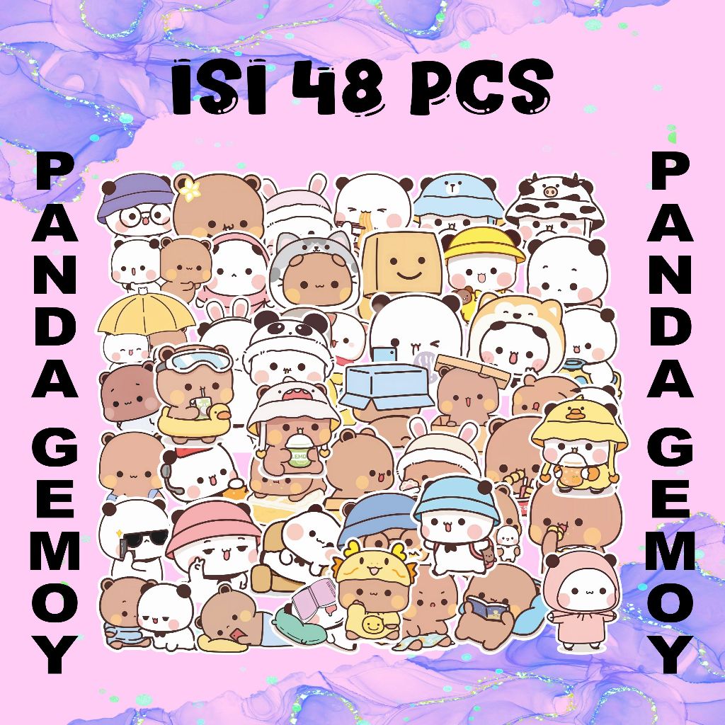 Jual STIKER PANDA GEMOY 48 PCS | VINYL WATERPROOF | POTONGAN DIE-CUT ...