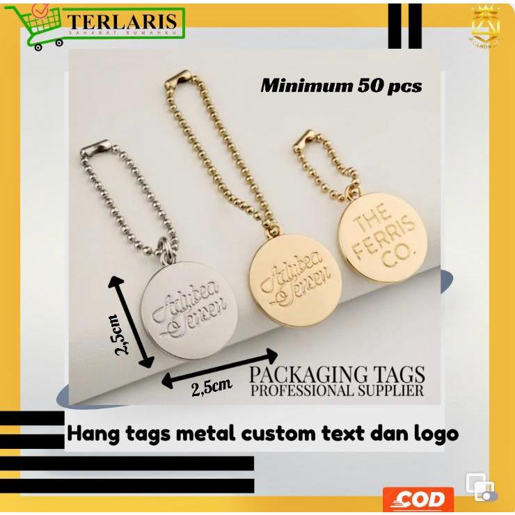 Jual hang tag metal custom text dan logo bahan sama rantai premium ...