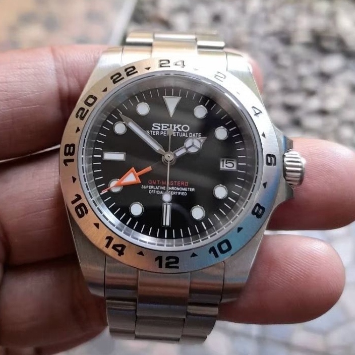 Jual seiko mod GMT explorer nh34 movement 39mm case | Shopee Indonesia