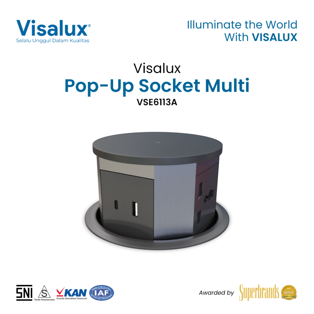 Jual Visalux Pop Up Socket Multi 3 Way (13A) + USB Port + Type C Port ...