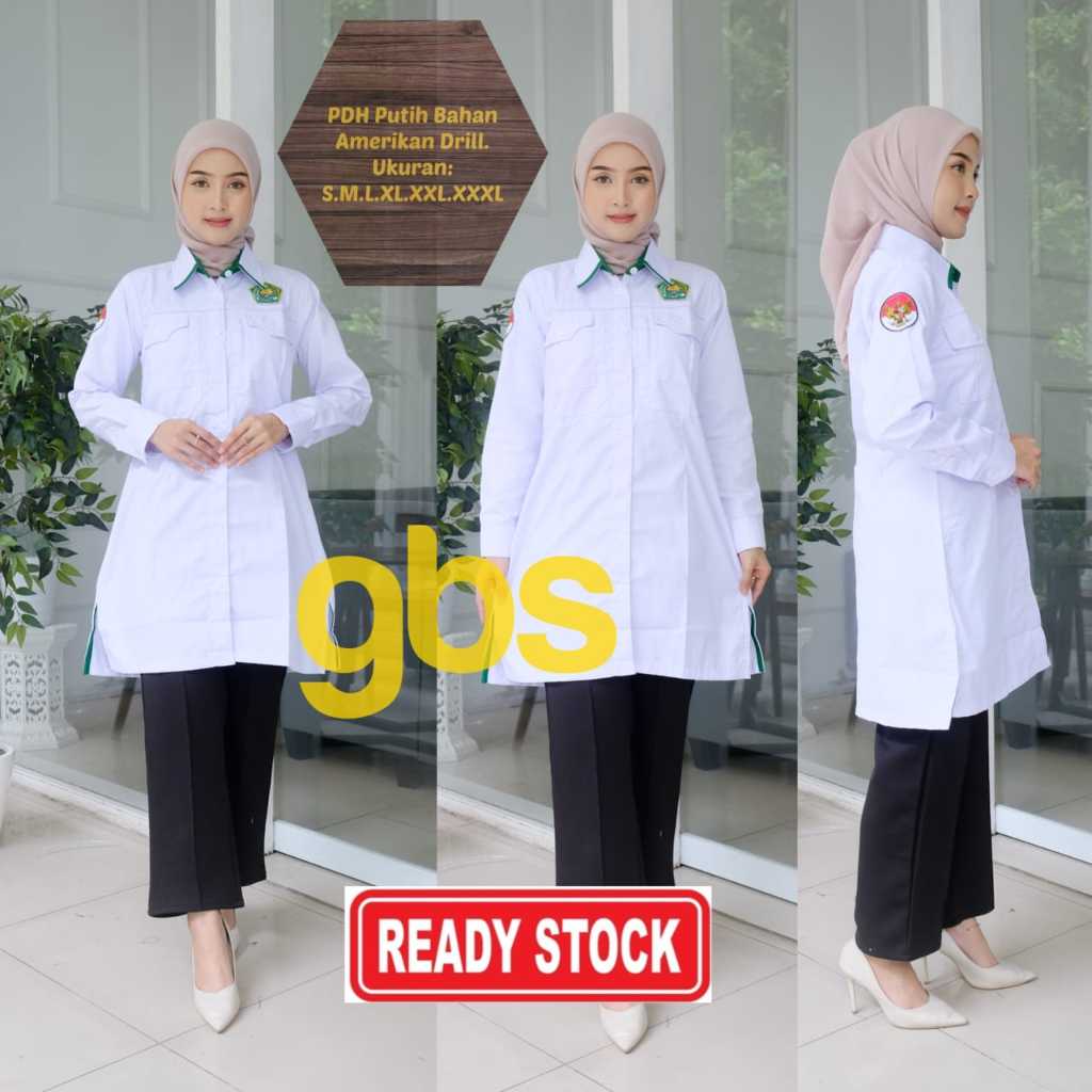 Jual TUNIK PDH KEMENAG IJO PUTIH WANITA LENGAN PANJANG Bahan Amerikan ...