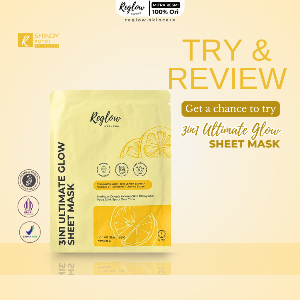 Jual REGLOW - Sheet Mask 3in1 Ultimate Glow with Jeju Lemon Perawatan ...