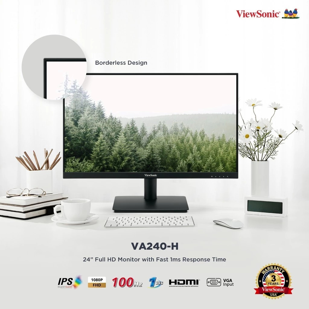 Jual Monitor LED ViewSonic VA2432-H 24” IPS Frameless 1080p 100Hz 1ms ...